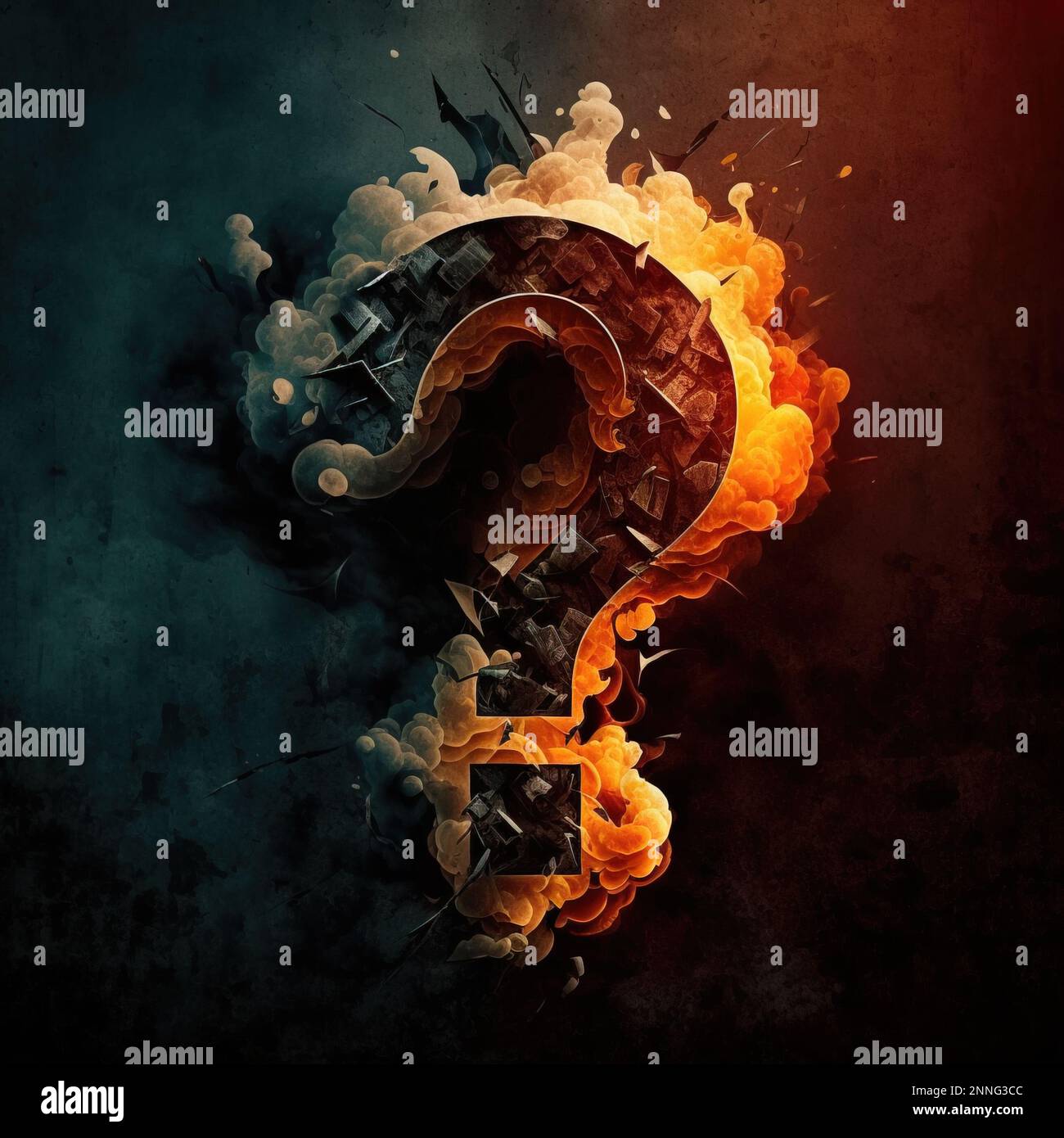 Question mark with flame Stock Photo - Alamy