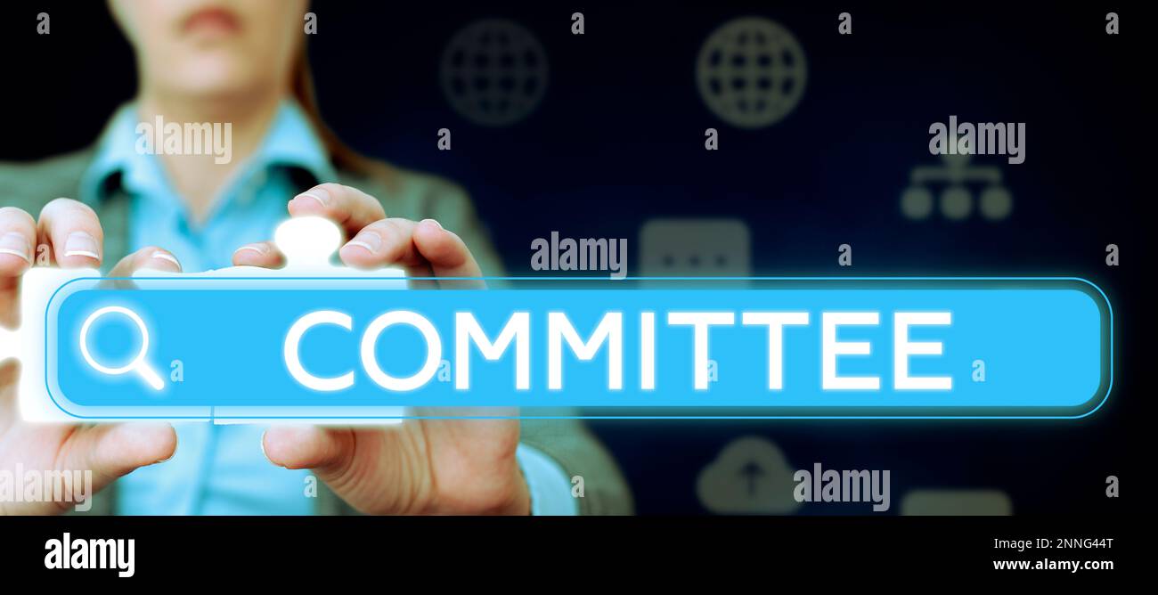 Sign displaying Committee. Business concept Group of people appointed for a specific function ...