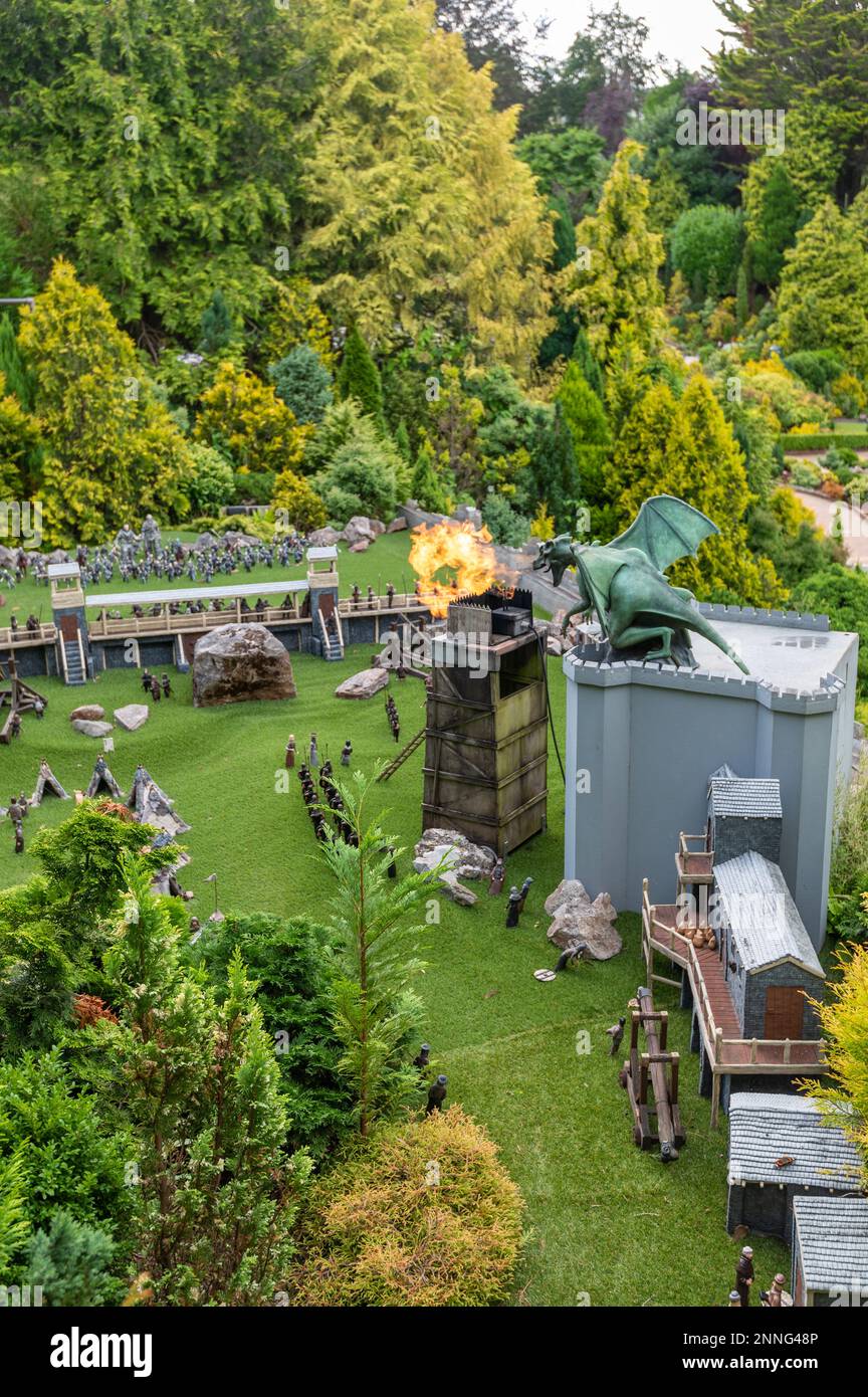 06.08.2021 Torquay, UK. Babbacombe Miniature Model Village. Scene with ...