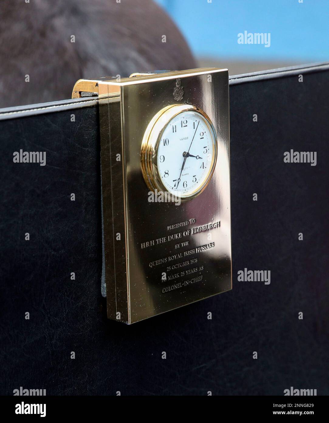 The brass clock given to the Britain's Prince Philip by the Queen's ...