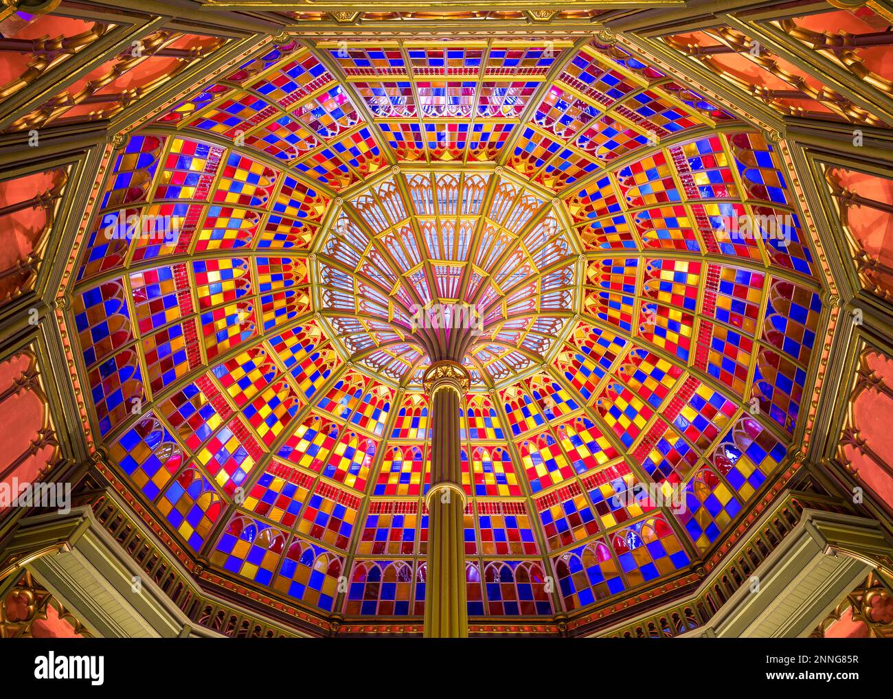 Inner dome and stained glass ceiling inside of Louisiana's Old State Capitol building at 100 ...