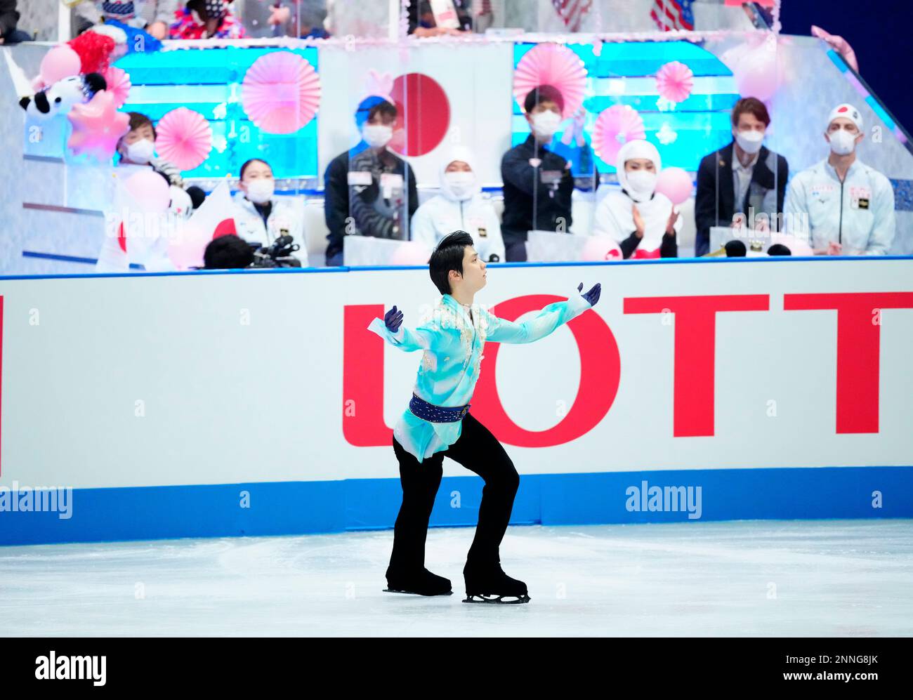Japanese Yuzuru Hanyu performs during the men's free skating of the ISU ...