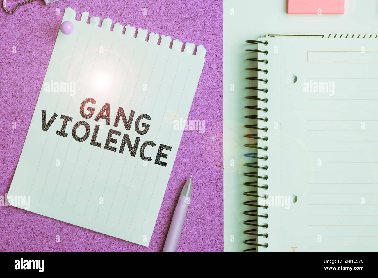 Text caption presenting Gang Violence. Business showcase infringement ...
