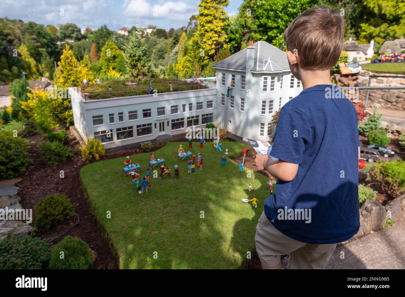 06.08.2021 Torquay, UK. Babbacombe Miniature Model Village. Children ...