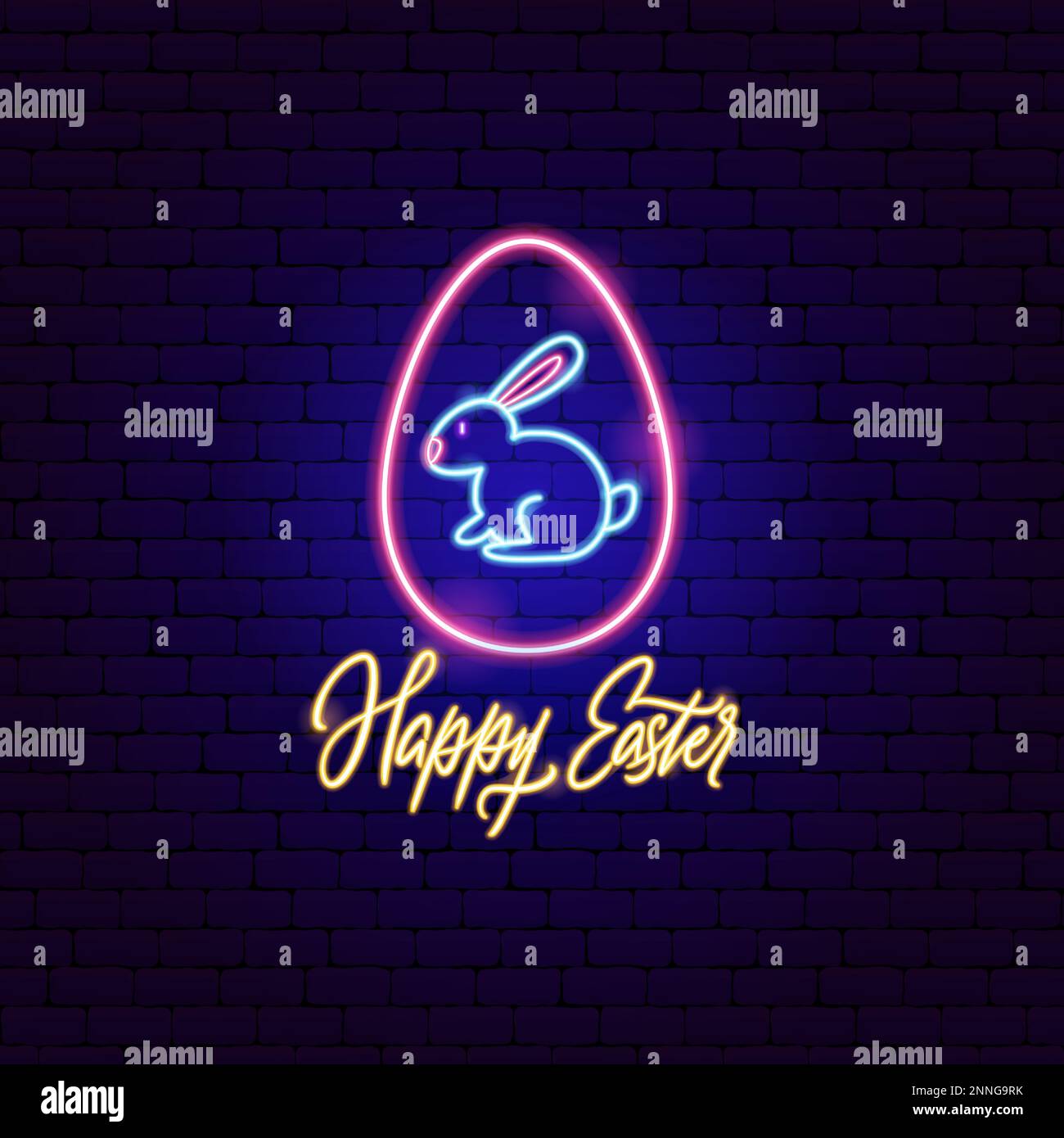 Happy Easter Egg Bunny Neon Label Stock Vector Image & Art - Alamy