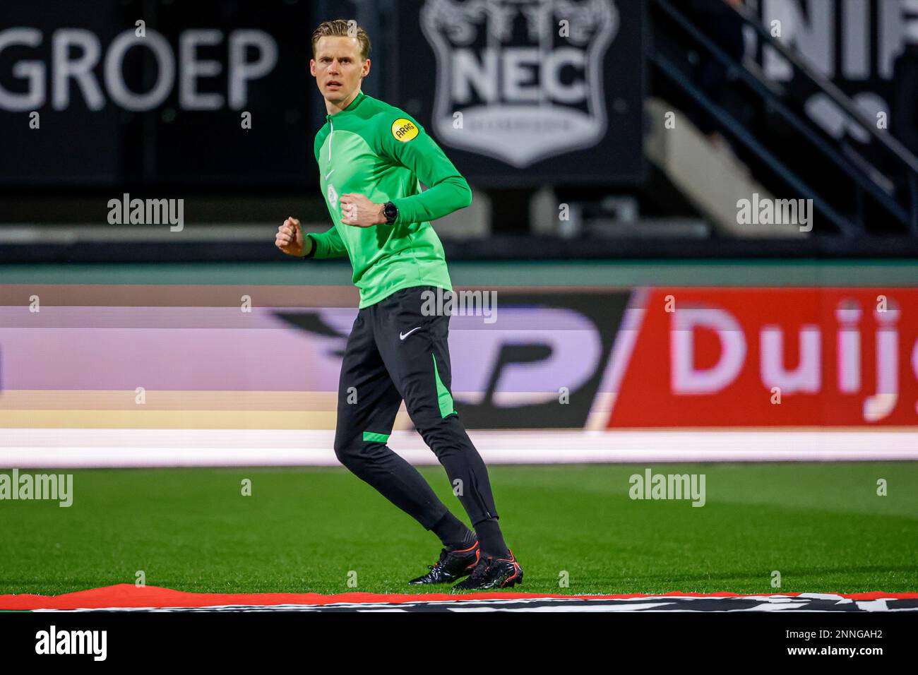 NIJMEGEN, NETHERLANDS - FEBRUARY 25: Referee Sander van der Eijk during ...