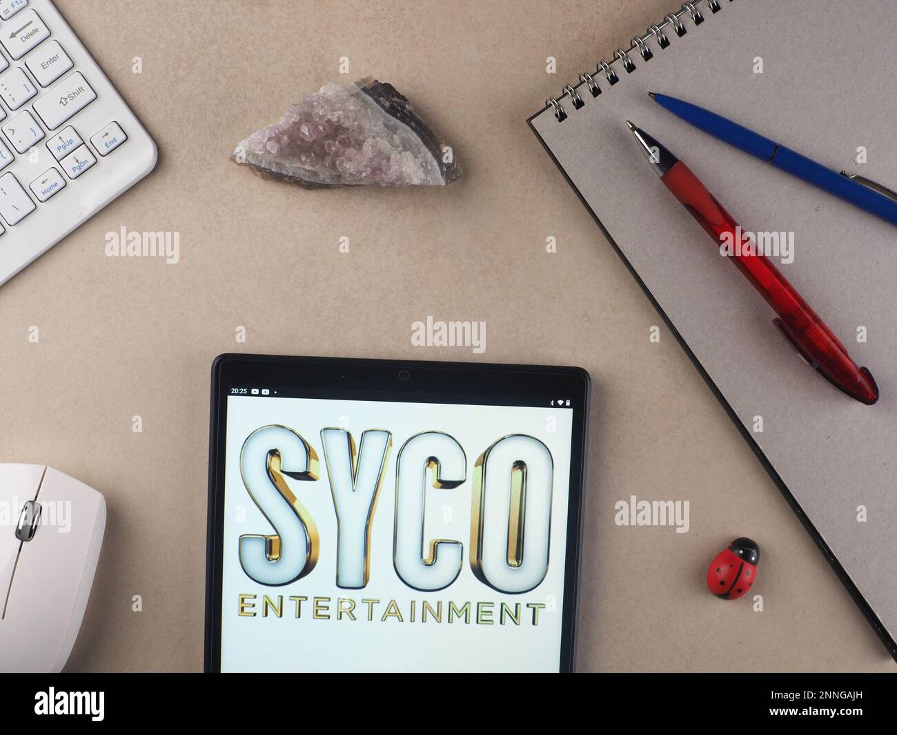 In this photo illustration, Syco Entertainmen logo seen displayed on a ...