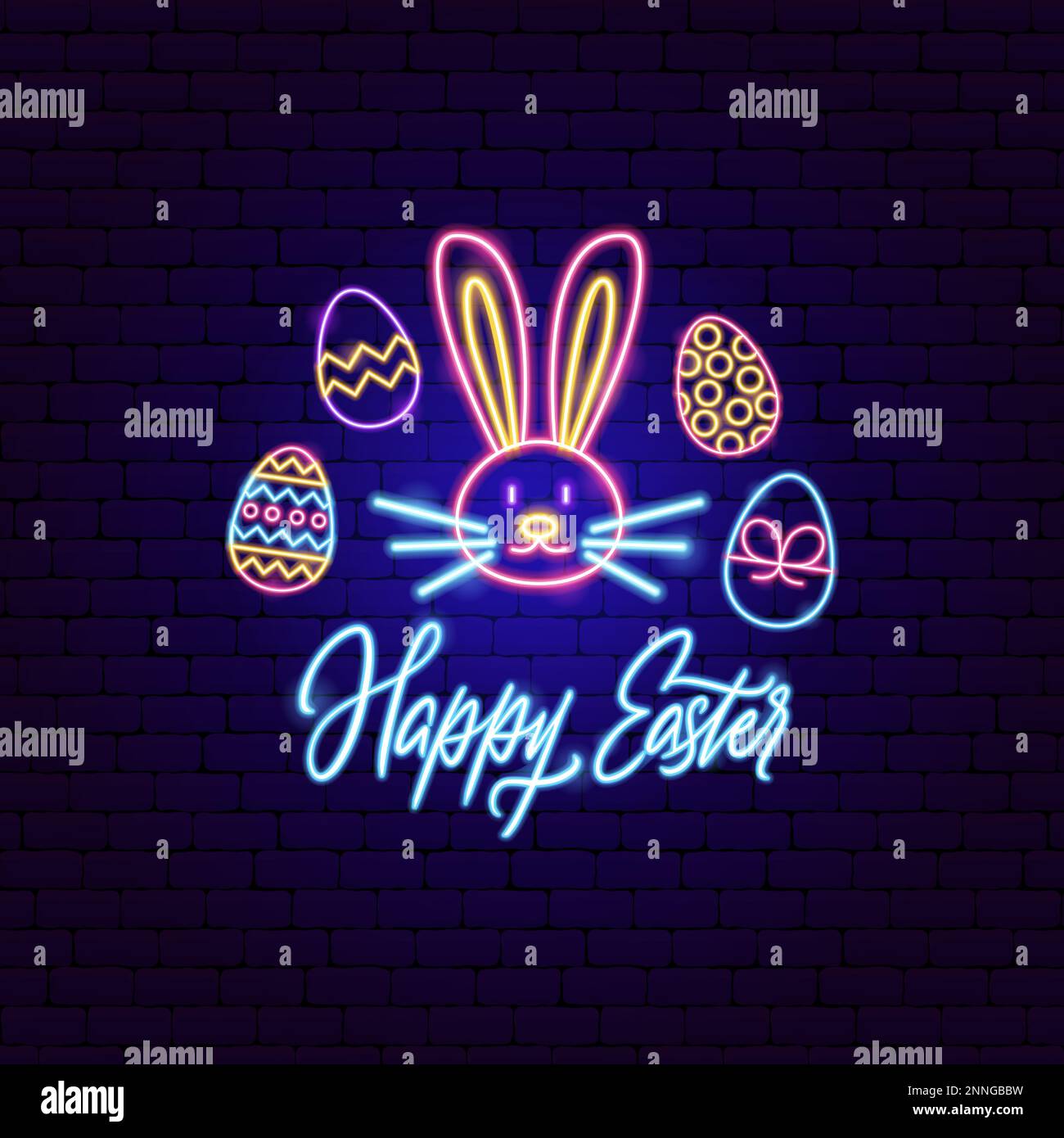 Happy Easter Bunny Neon Label Stock Vector Image & Art - Alamy