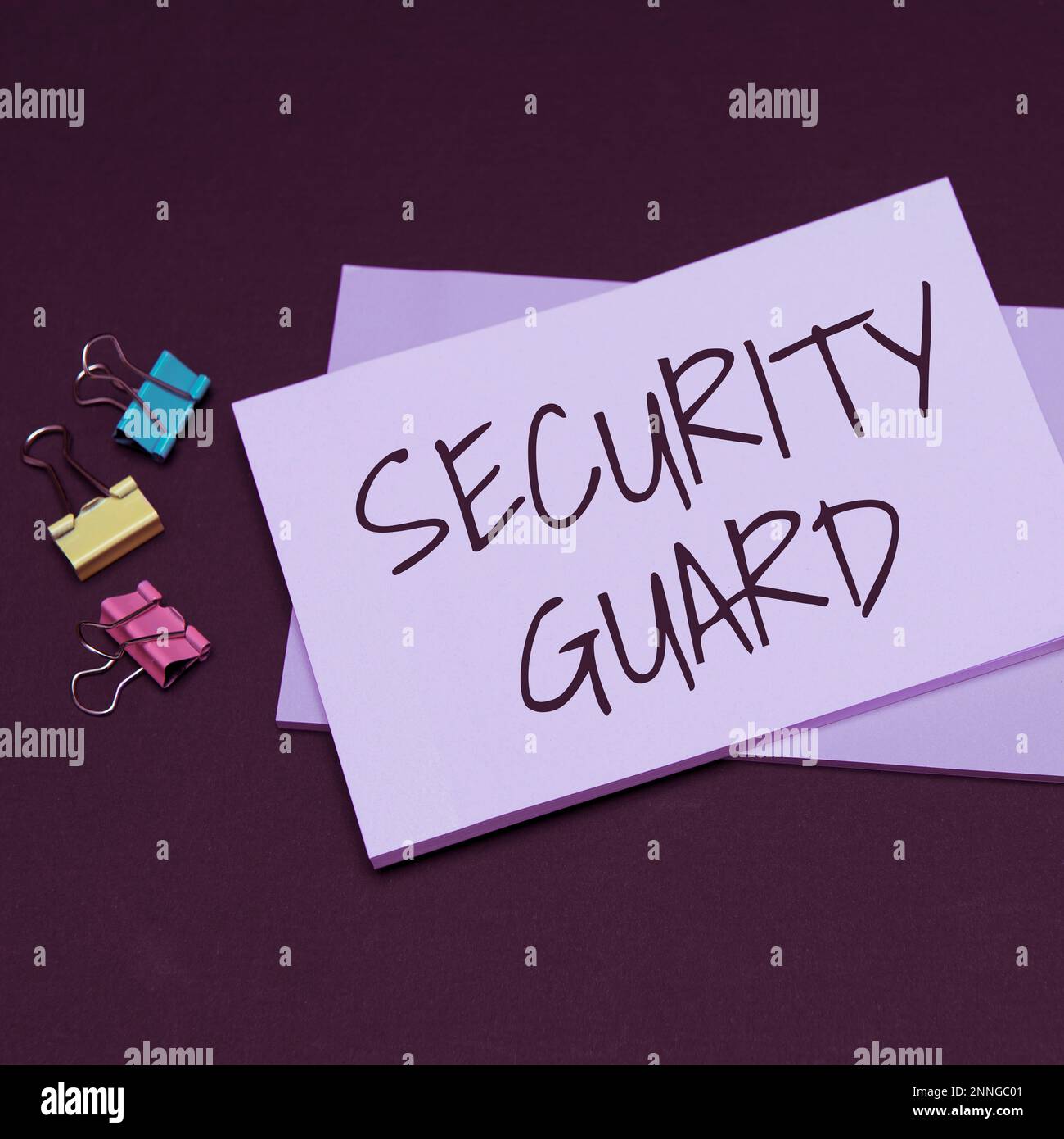 Sign displaying Security Guard. Concept meaning tools used to manage ...