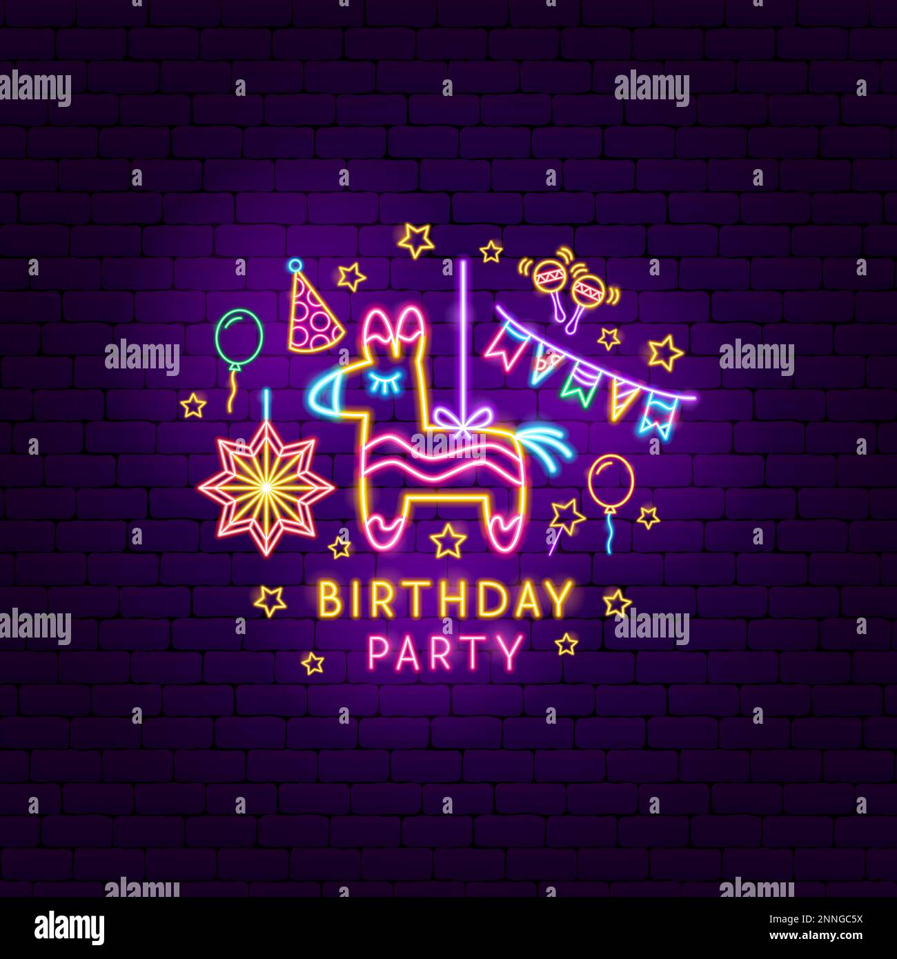 Neon party hat Stock Vector Images - Alamy
