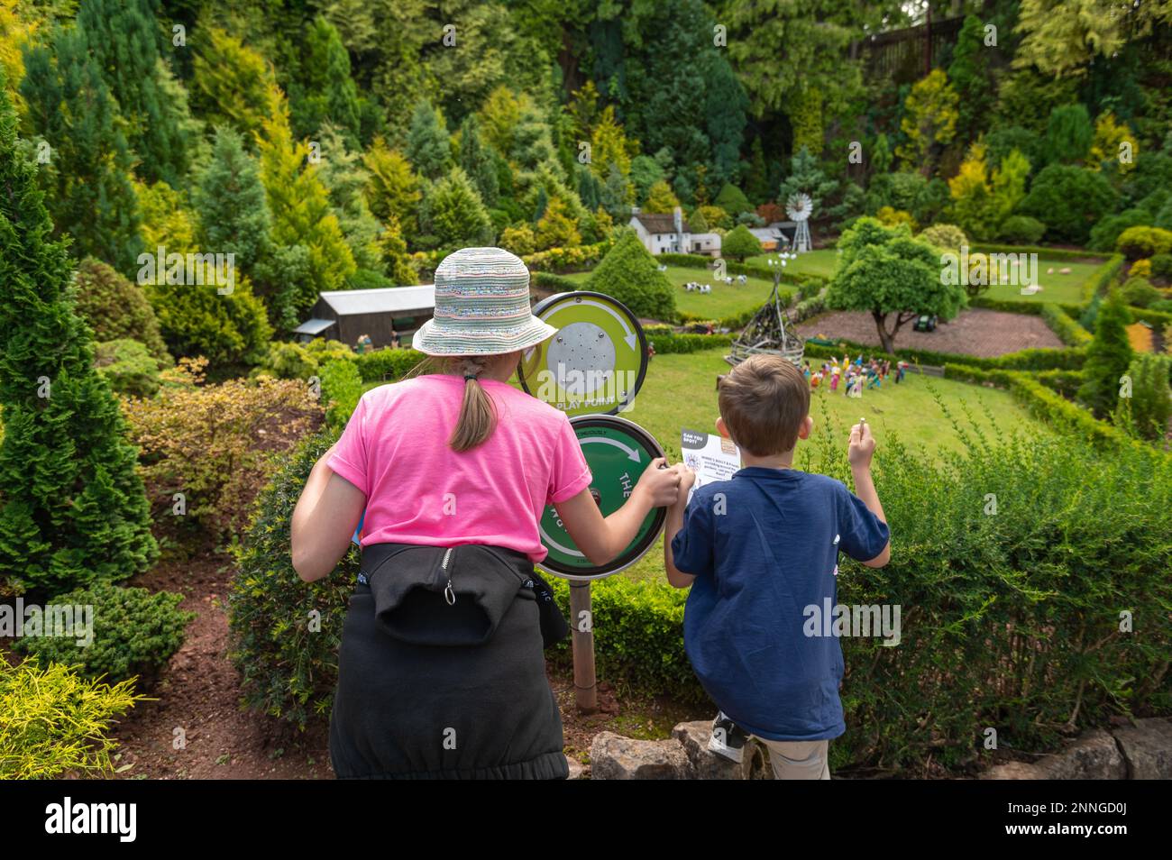 06.08.2021 Torquay, UK. Babbacombe Miniature Model Village. Children ...