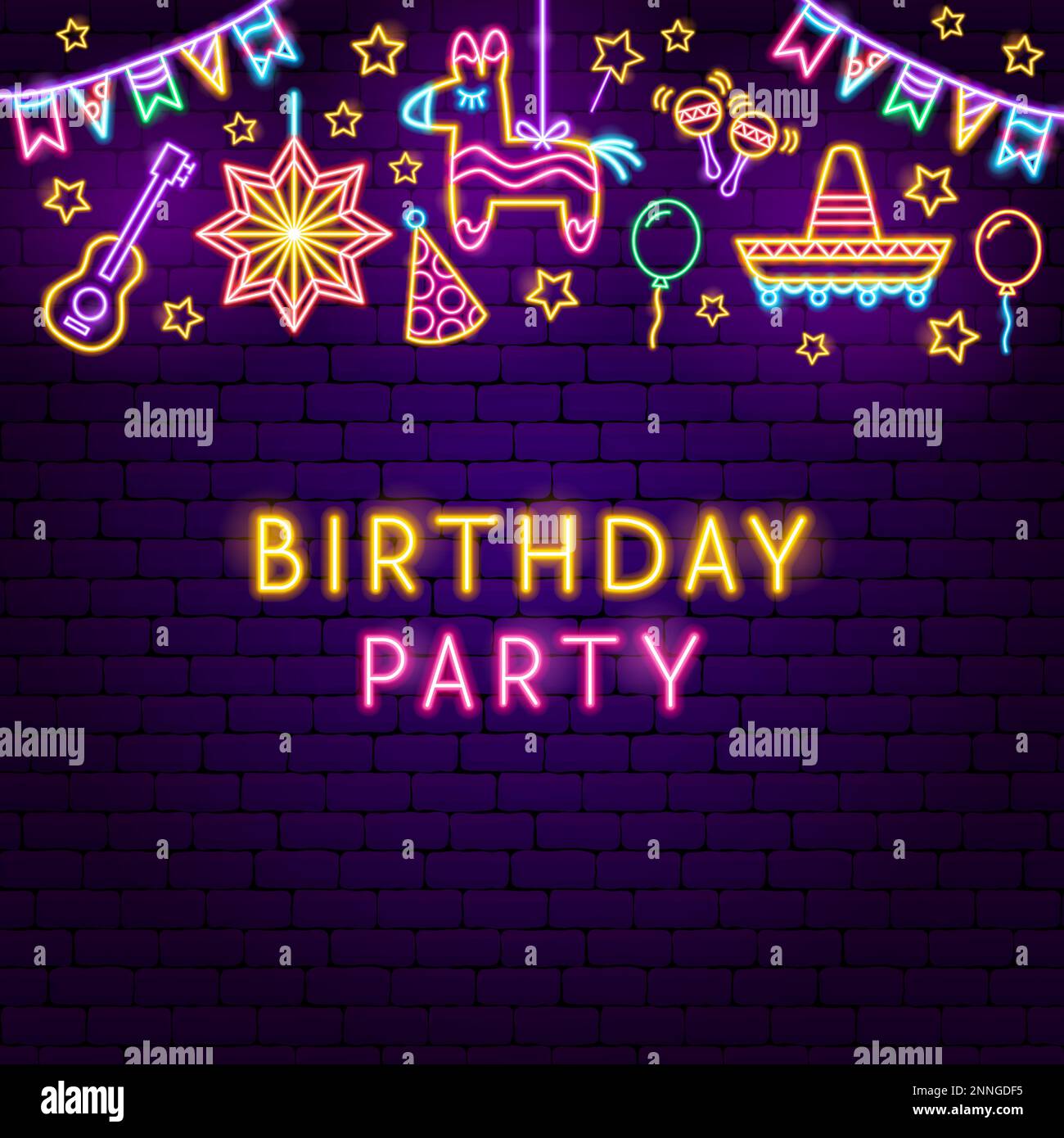 Neon party hat Stock Vector Images - Alamy