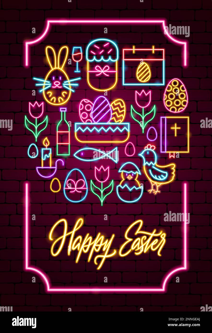 Happy Easter Neon Poster Stock Vector Image & Art - Alamy