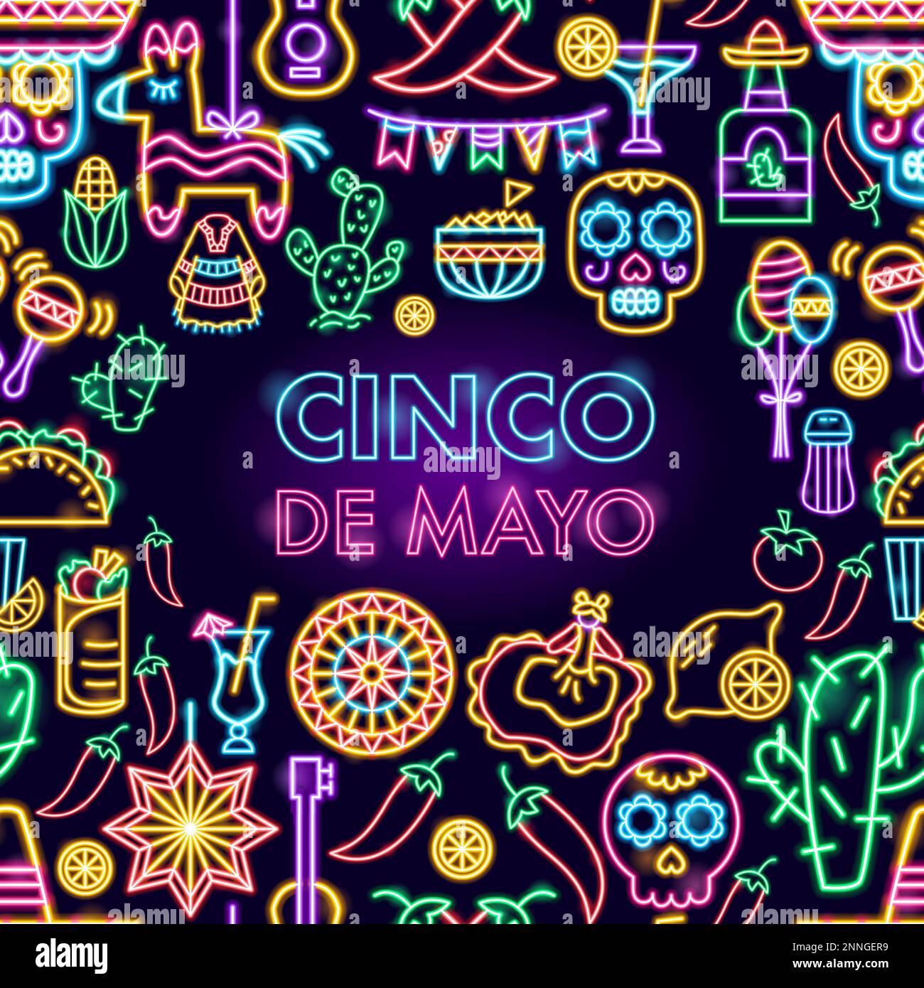 Cinco De Mayo Neon Frame Stock Vector Image & Art - Alamy
