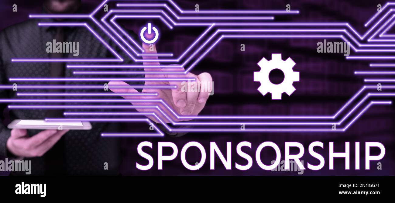 Text showing inspiration Sponsorship. Concept meaning Position of being ...