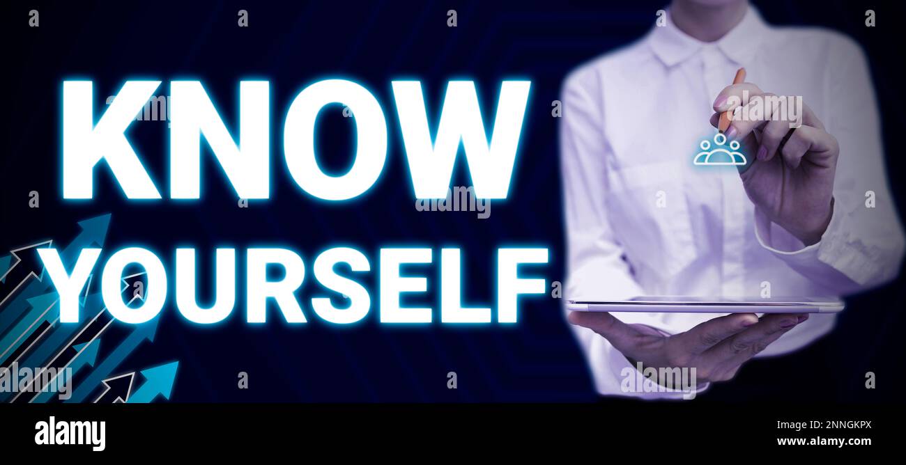 Text caption presenting Know Yourself. Business approach Find You ...
