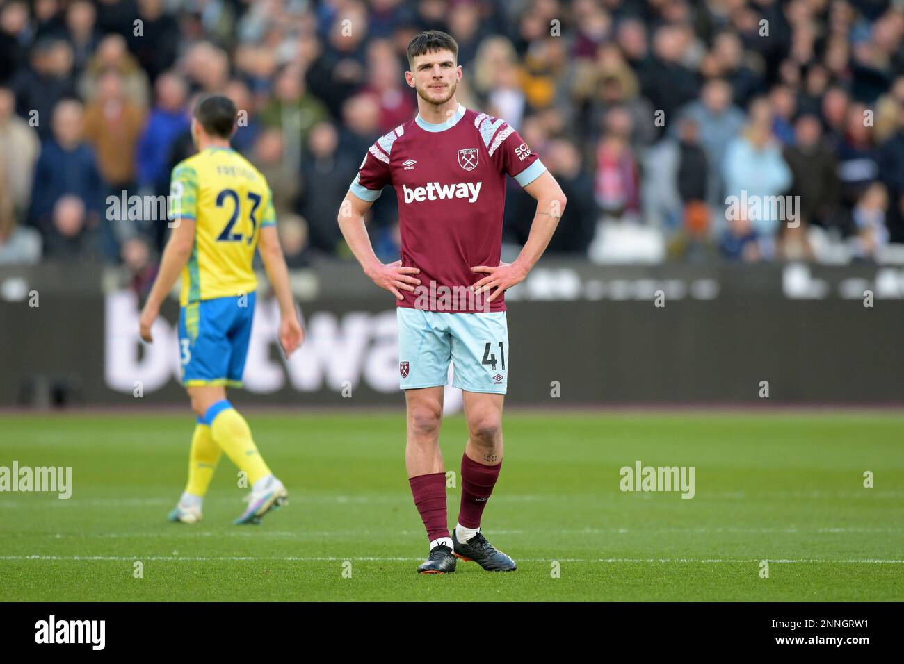 London, UK. 25th Feb, 2023. Declan Rice of West Ham Utd during the West ...