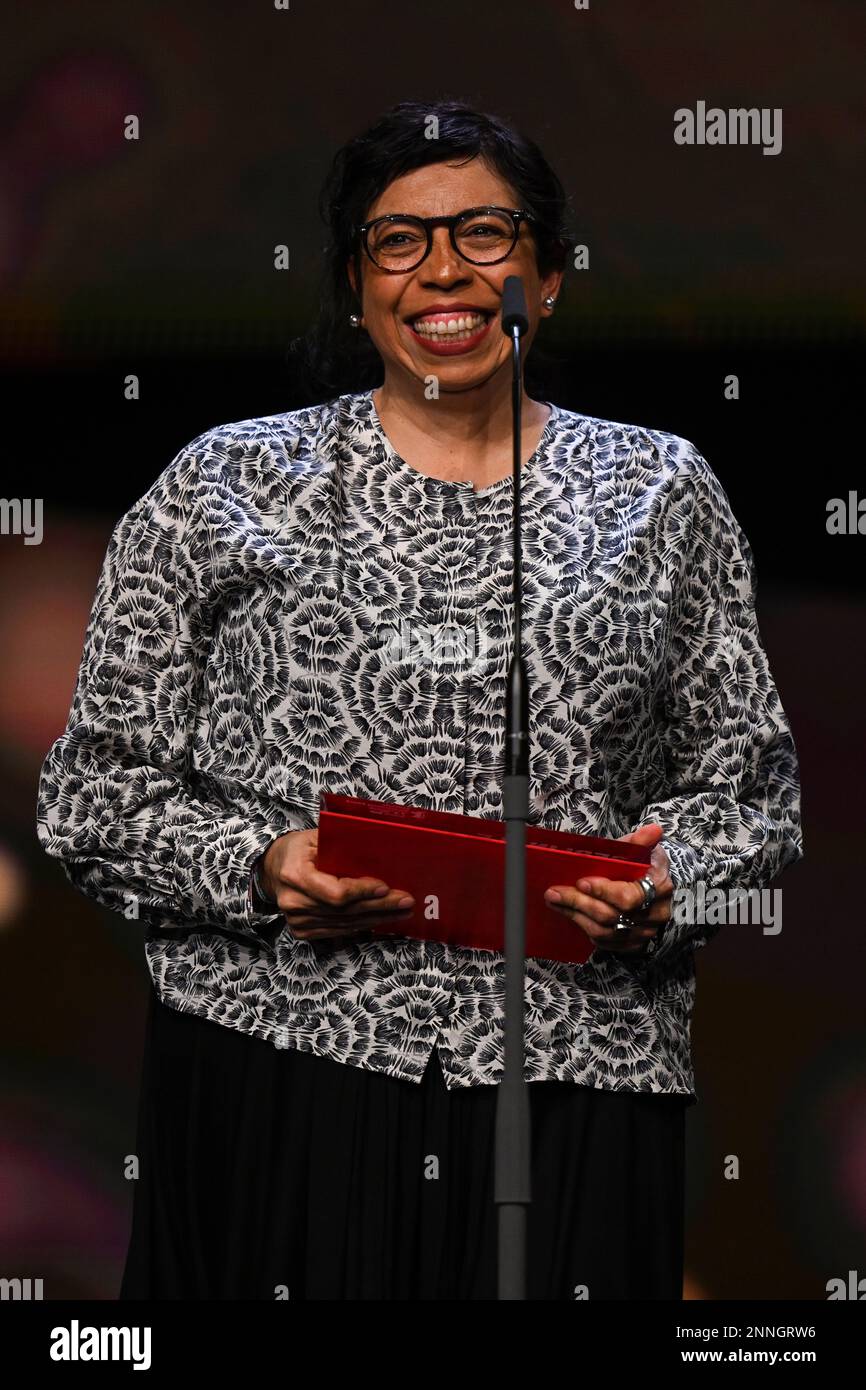 Berlin, Germany. 25th Feb, 2023. Tatiana Huezo receives the Berlinale ...