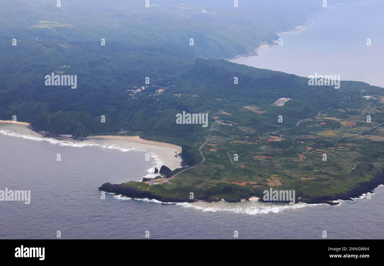 An aerial photo shows Kunigami forest park in Kunigami Village, Okinawa ...