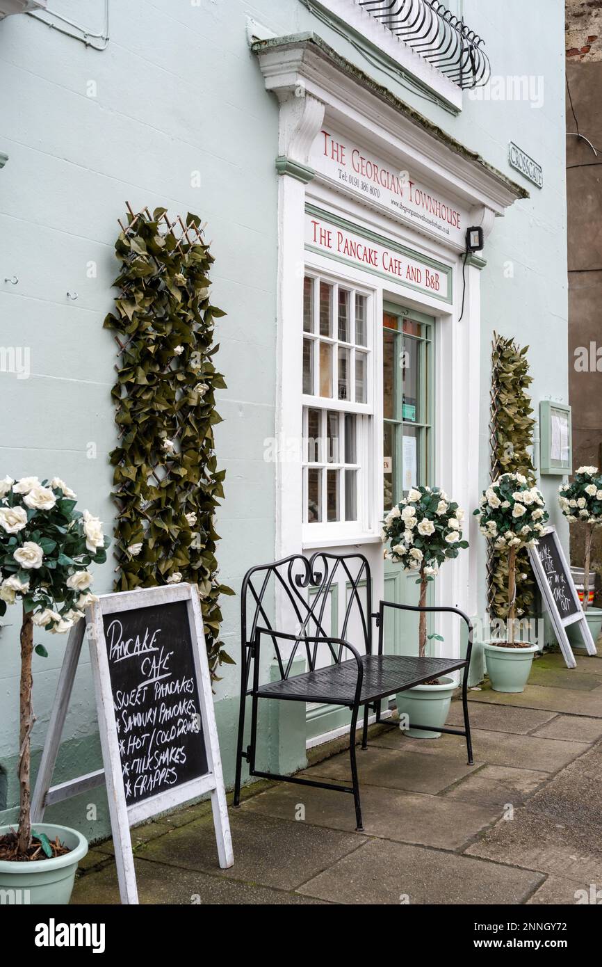 The Georgian Townhouse pancake cafe in the city of Durham, UK Stock ...