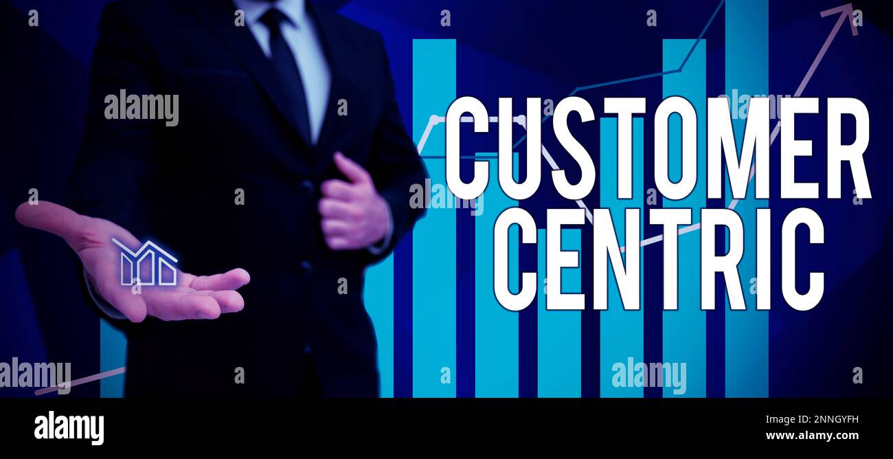 Text caption presenting Customer Centric. Business idea process of ...