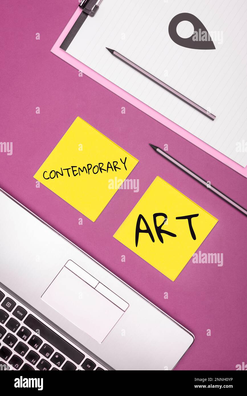 Text showing inspiration Contemporary Art. Concept meaning made today ...