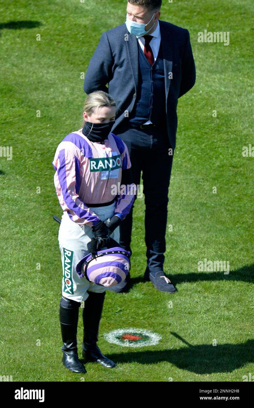 Jockey Isabel Williams, riding horse Dans Le Vent stands during a ...