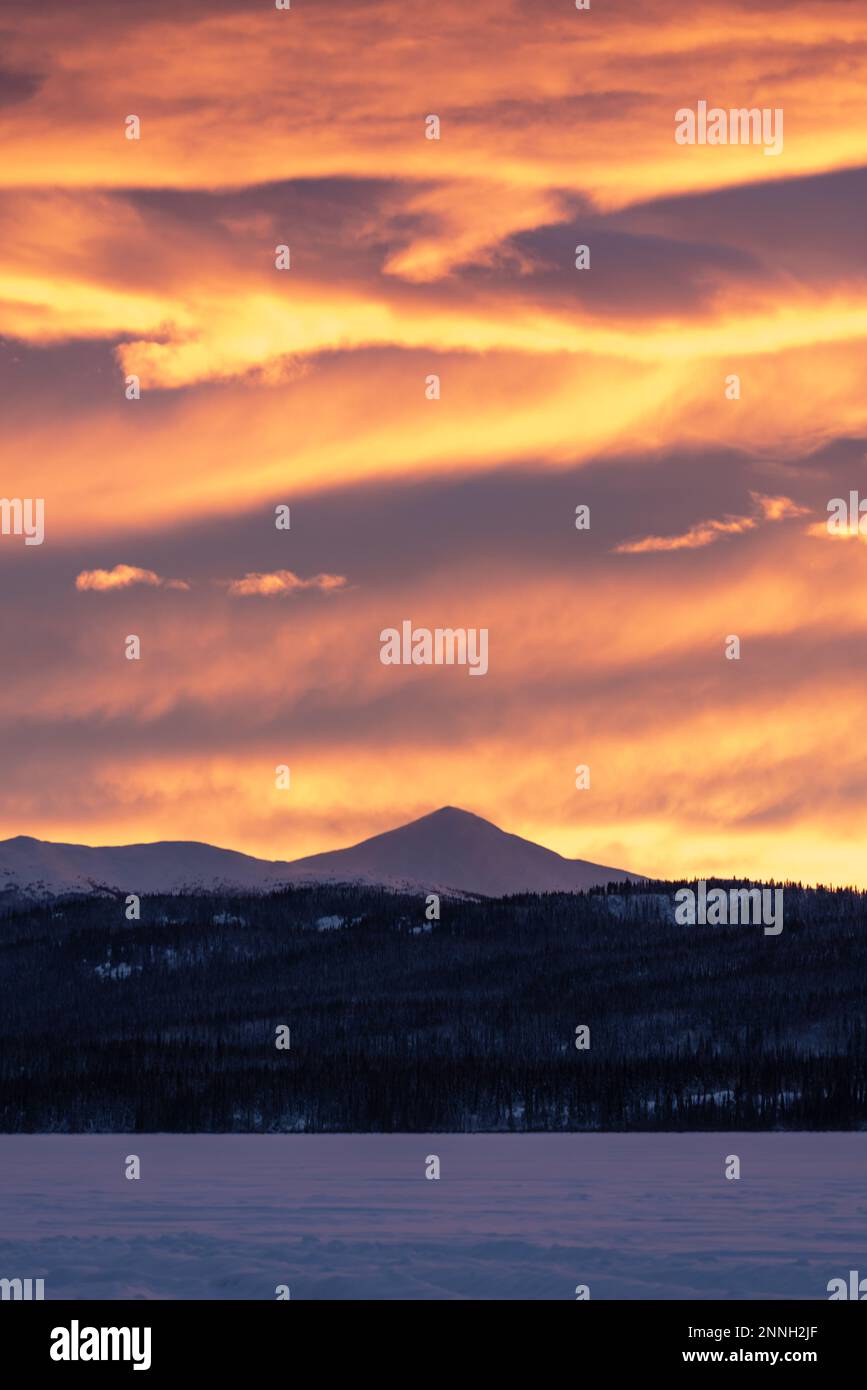 Beautiful sunset views in the wilderness of northern Canada. Bright ...