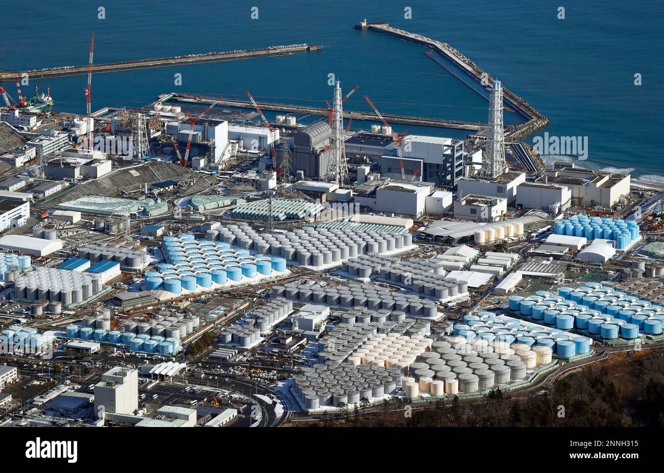 An aerial photo shows Fukushima Daiichi nuclear power plant in Okuma ...