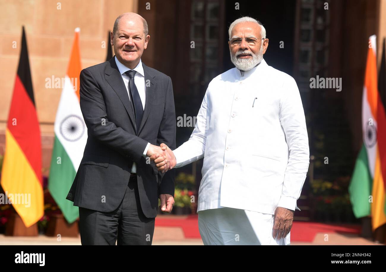 NEW DELHI, INDIA - FEBRUARY 25: Prime Minister Narendra Modi with ...