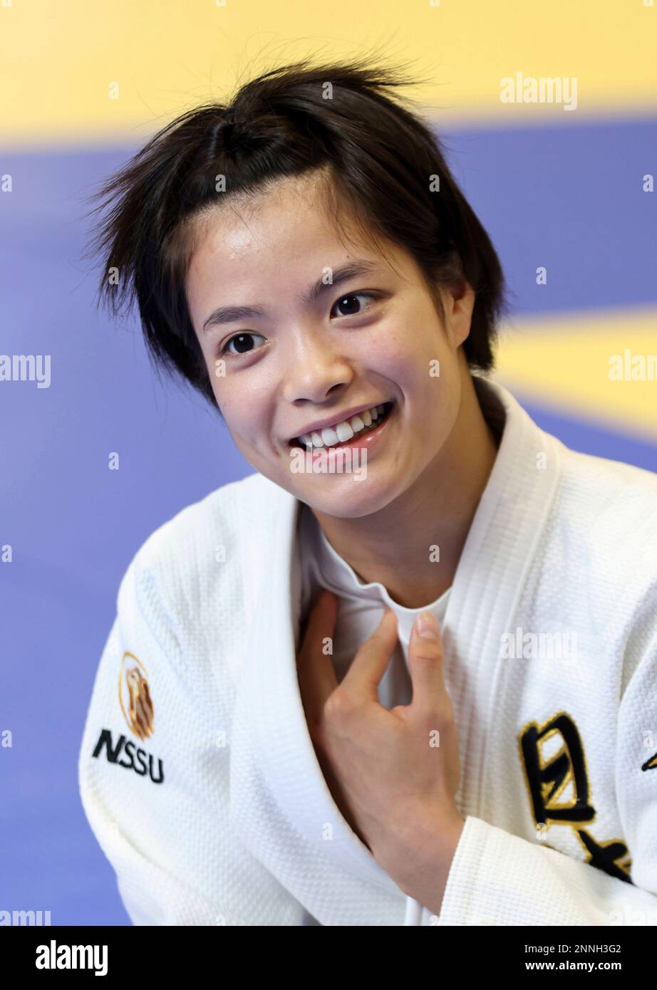 Uta Abe, a Japanese expert in judo, poses for photo during an interview ...