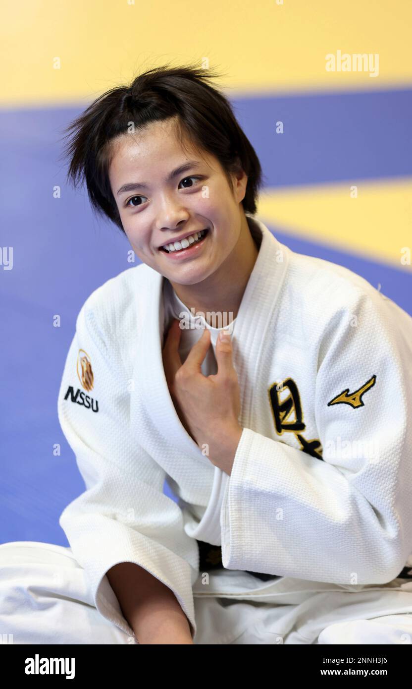 Uta Abe, a Japanese expert in judo, poses for photo during an interview ...