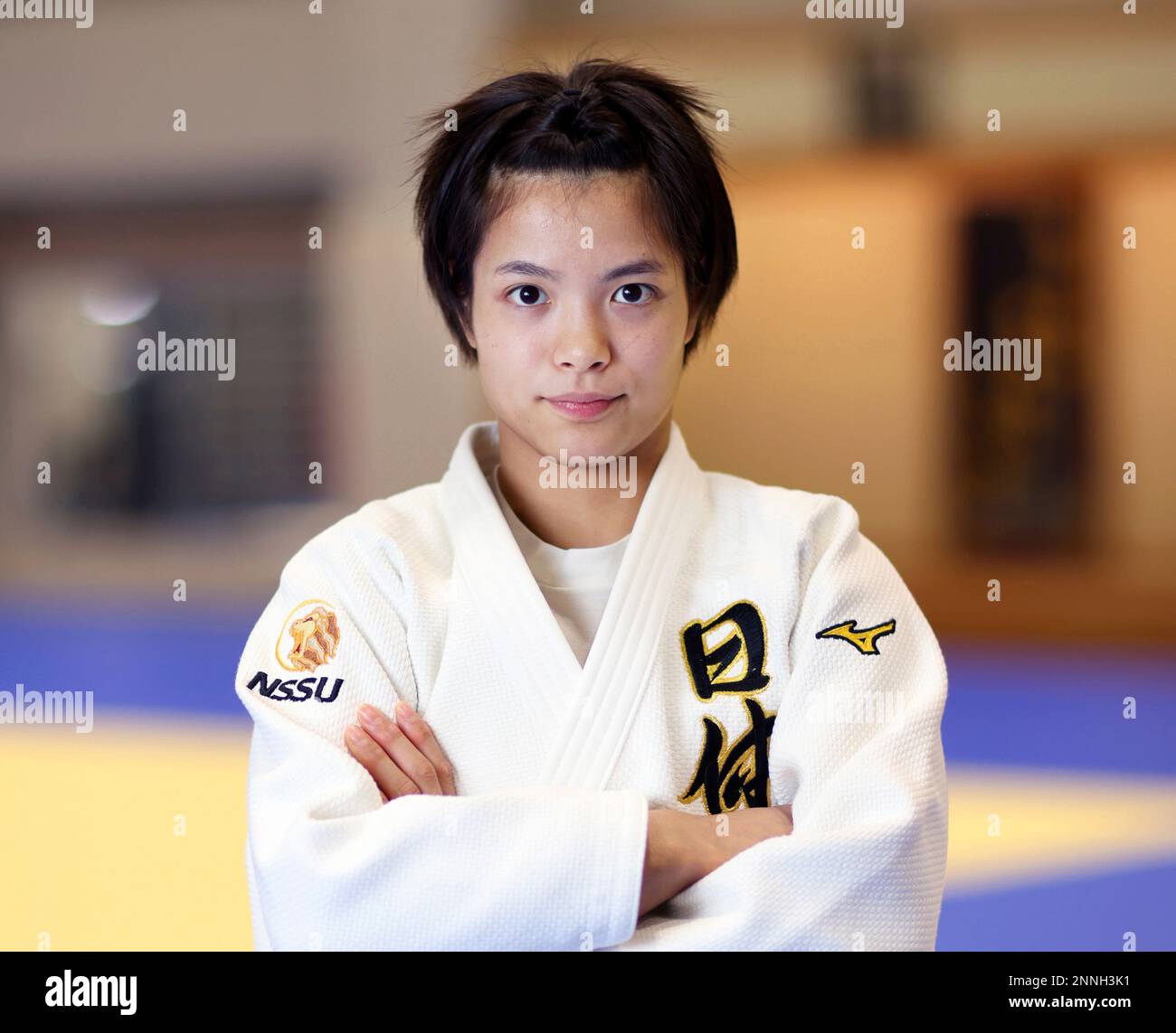 Uta Abe, a Japanese expert in judo, poses for photo during an interview ...
