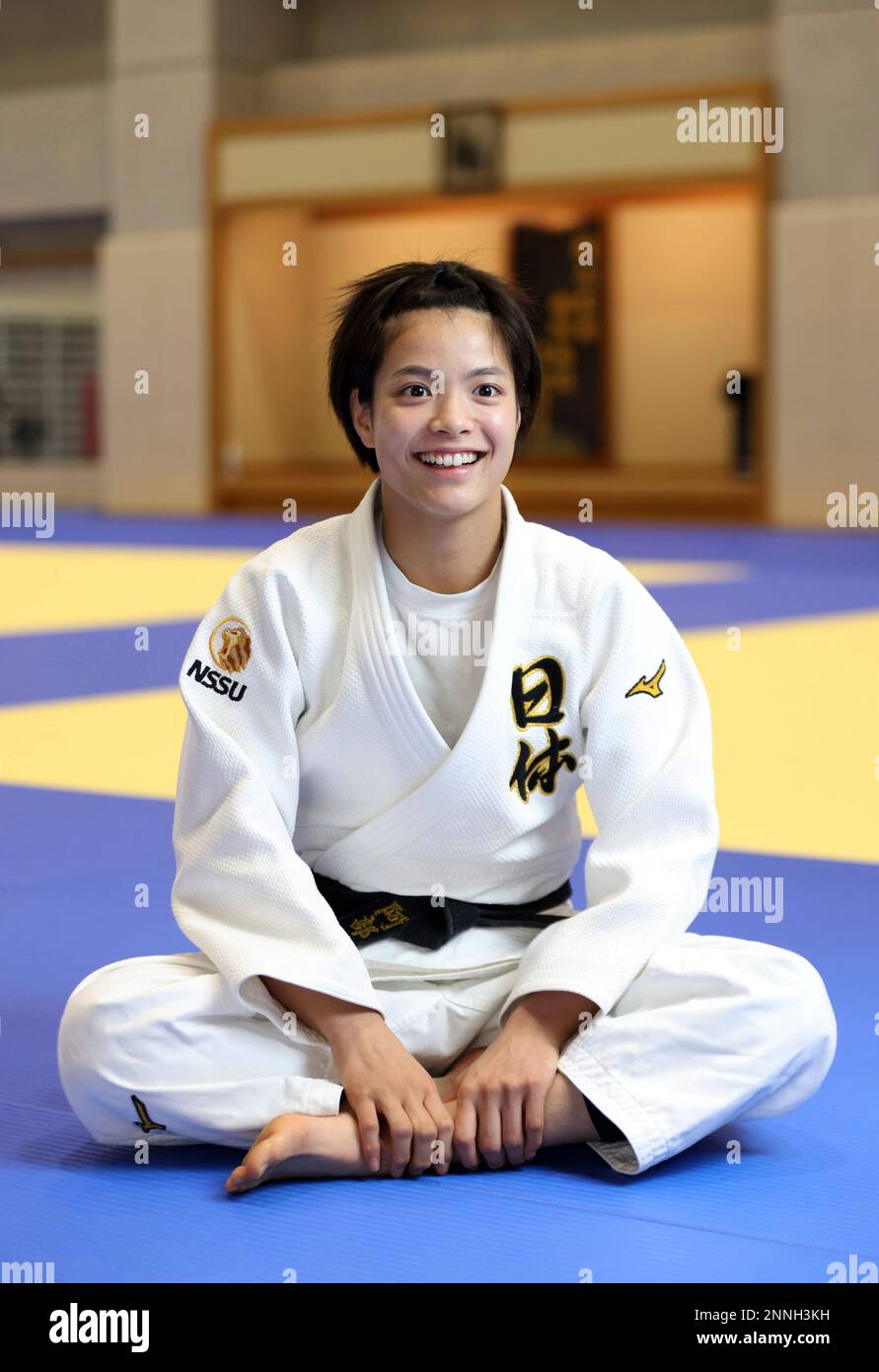 Uta Abe, a Japanese expert in judo, poses for photo during an interview ...