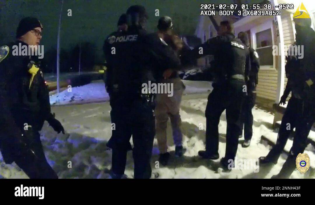 This image from an Akron Police Department officer's body camera shows ...