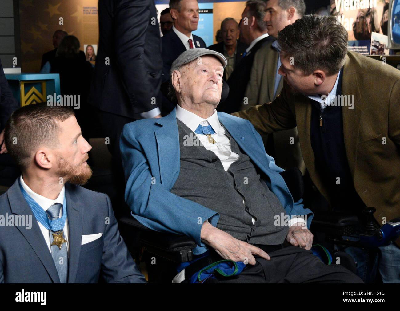 J.C. Coolidge, right, Mr. Coolidge's grandson, introduces Charles H ...