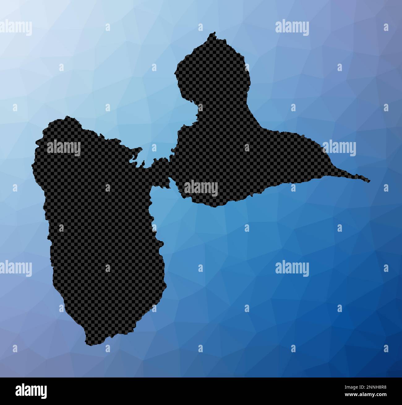 Grande-Terre geometric map. Stencil shape of Grande-Terre in low poly ...