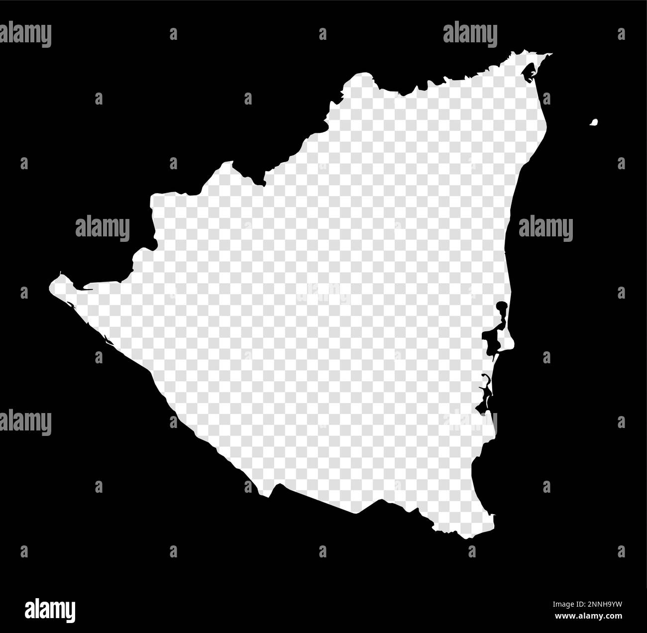 Stencil map of Nicaragua. Simple and minimal transparent map of ...