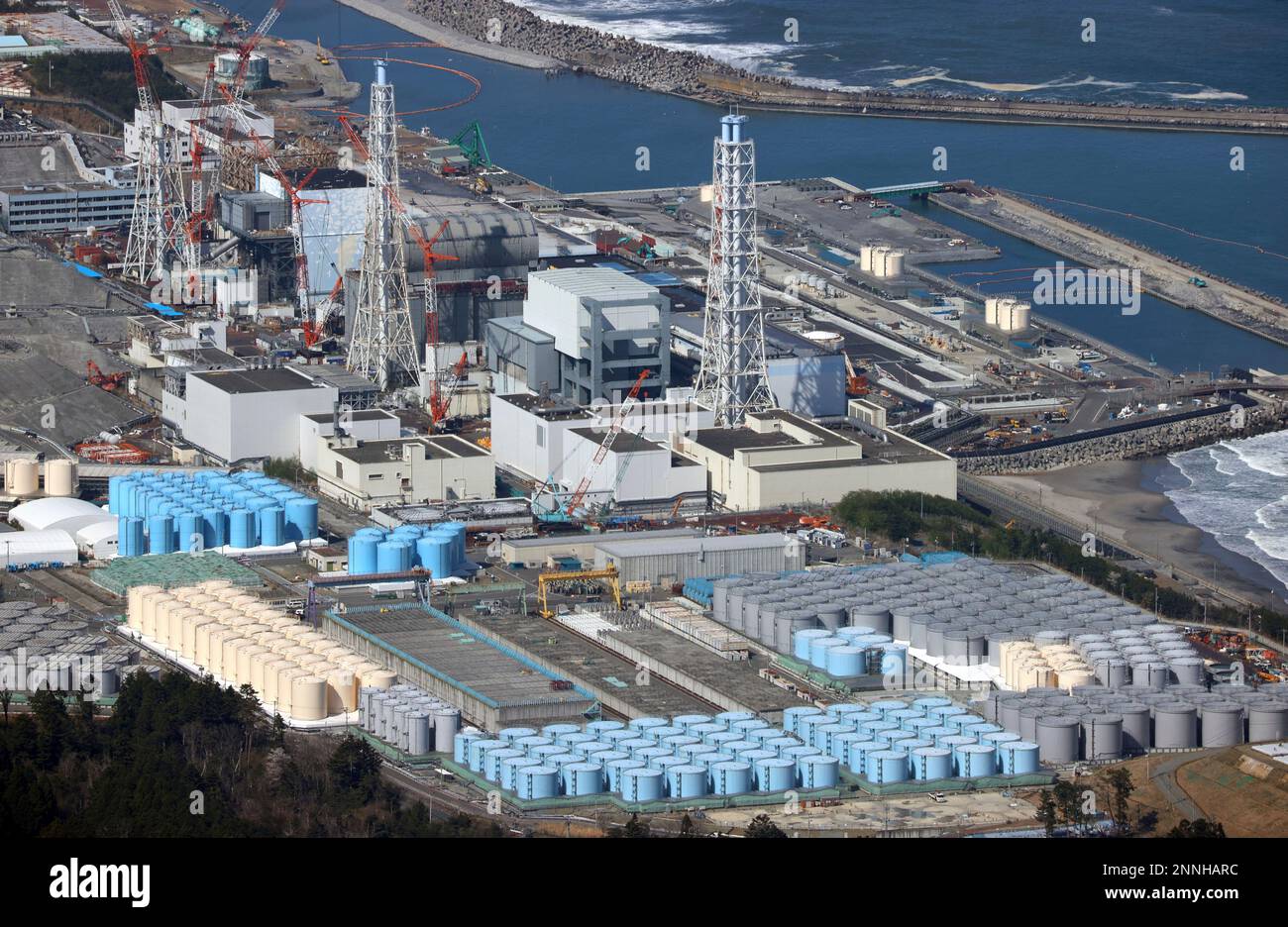 An aerial photo shows Fukushima No. 1 nuclear power plant in Okuma town ...