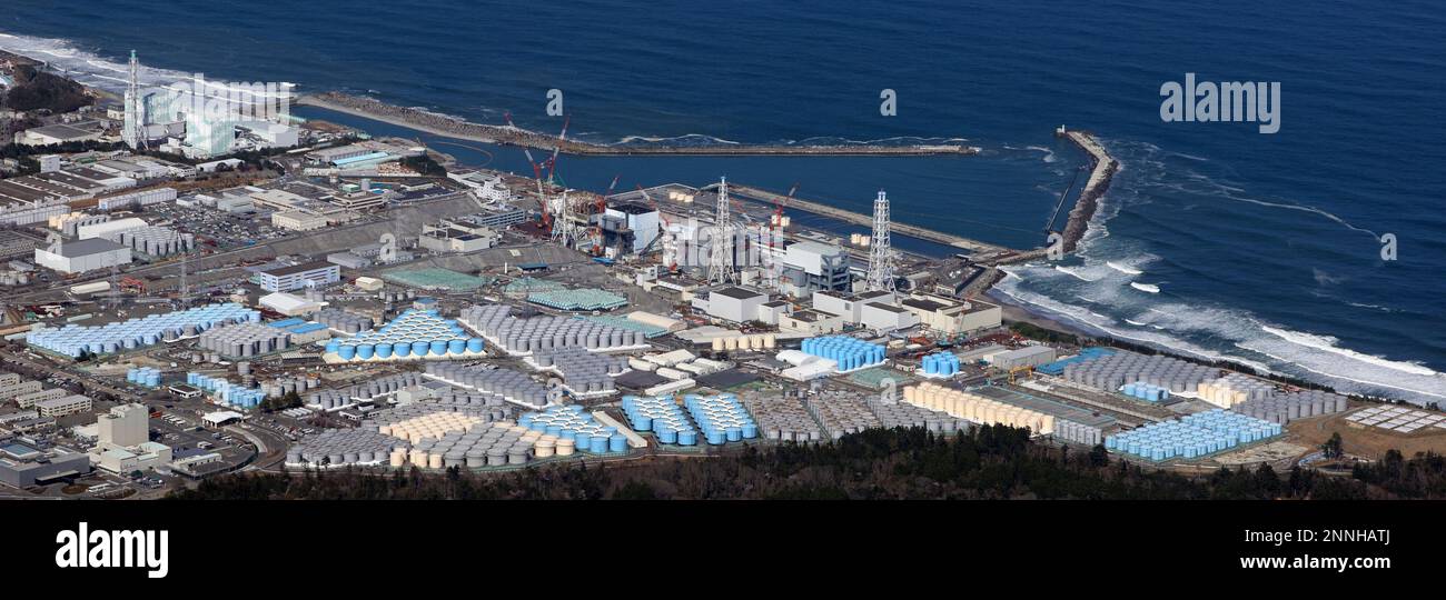 An aerial photo shows Fukushima No. 1 nuclear power plant in Okuma town ...