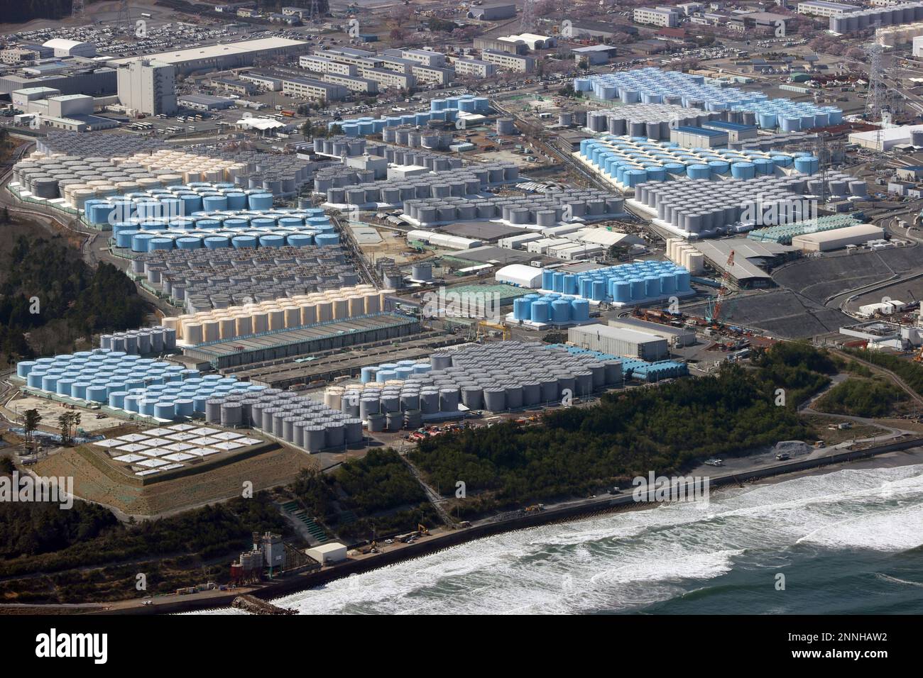 An aerial photo shows Fukushima No. 1 nuclear power plant in Okuma town ...