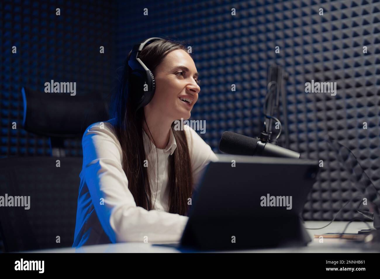 Female radio host speaking microphone hi-res stock photography and ...