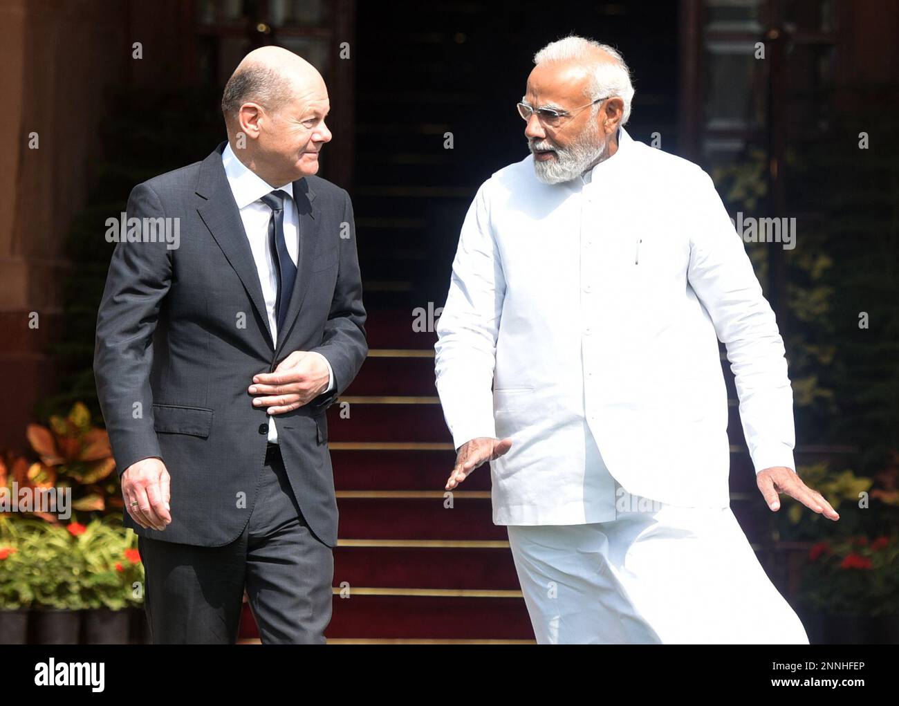 NEW DELHI, INDIA - FEBRUARY 25: Prime Minister Narendra Modi with ...
