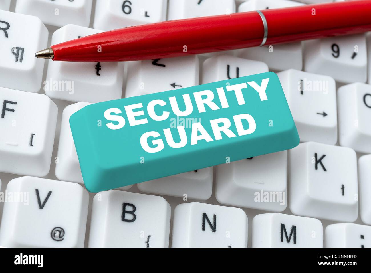 Hand writing sign Security Guard. Business approach tools used to ...