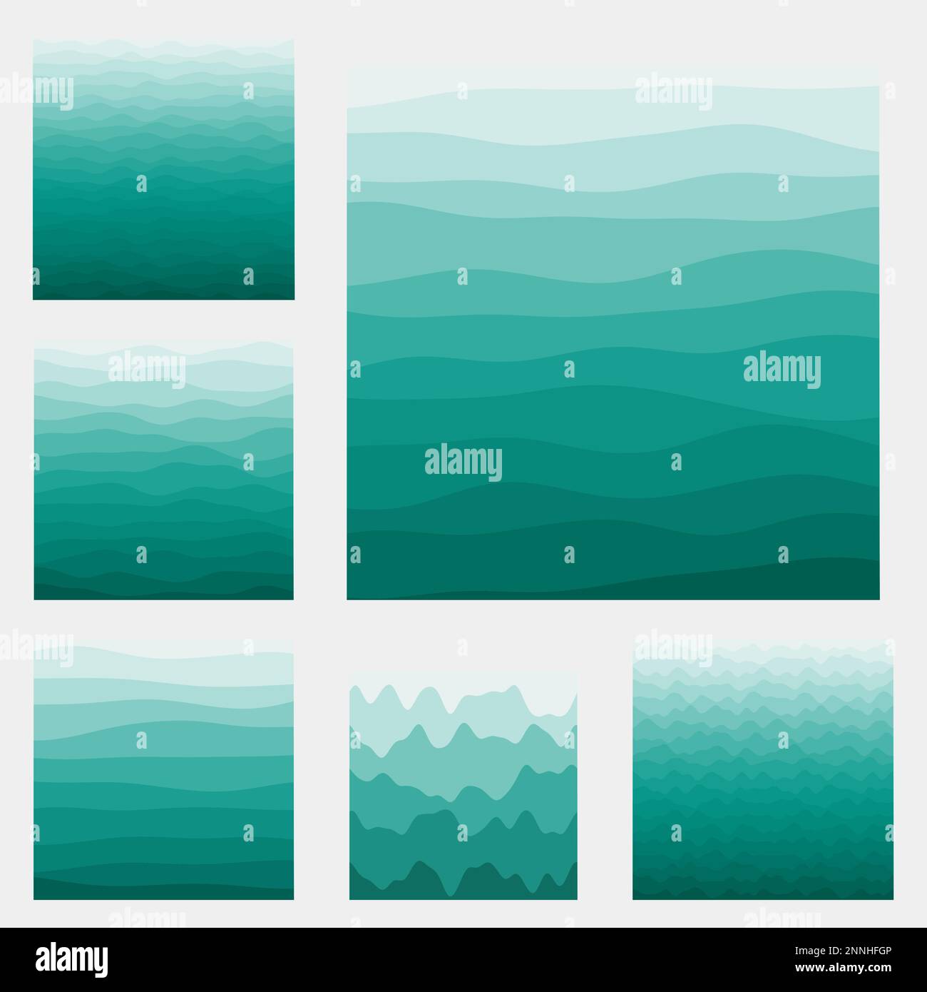 Abstract waves background collection. Curves in teal colors. Trendy ...