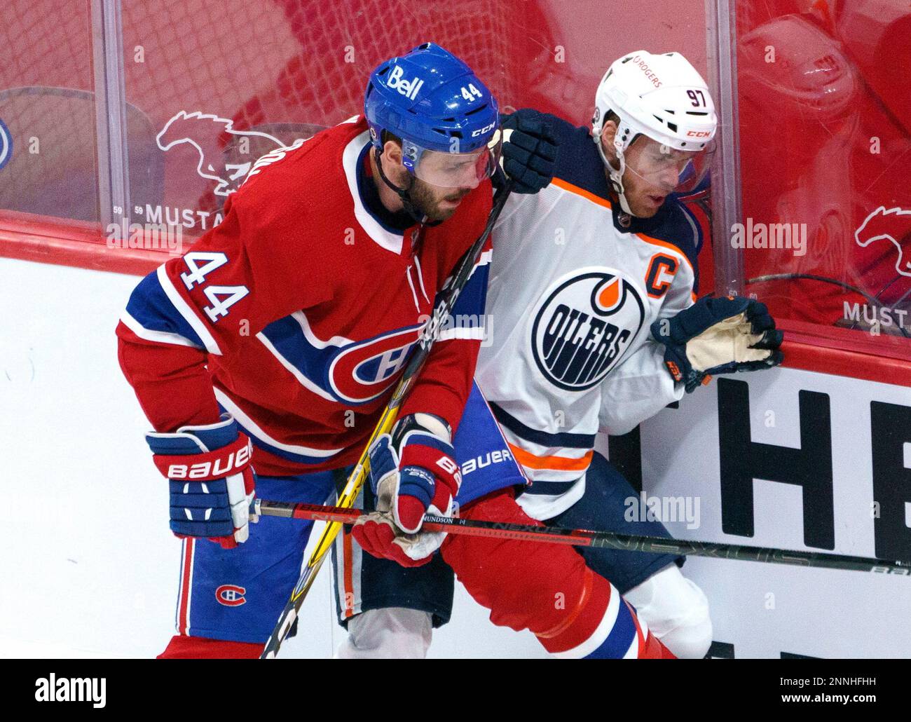 Edmonton Oilers Connor McDavid takes a hit from Montreal Canadiens ...