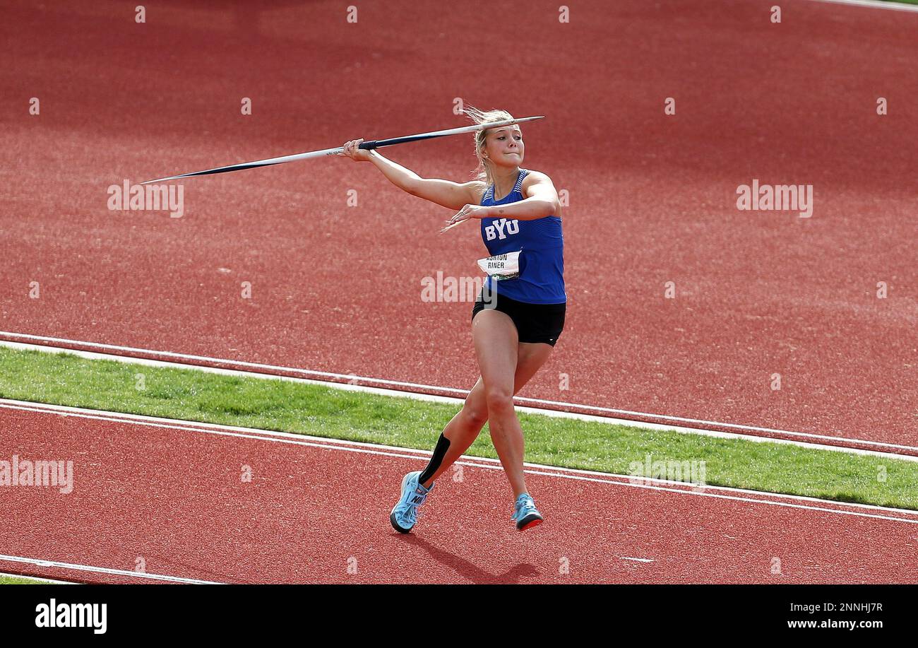 April 02, 2021: Ashton Riner of BYU competes in the Women's Javelin ...