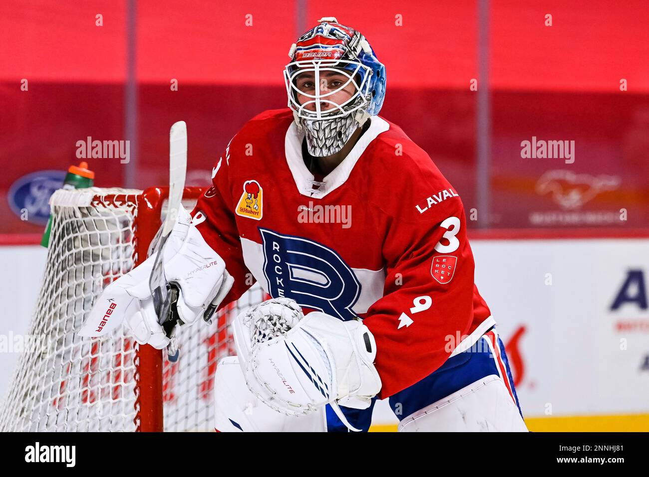 MONTREAL, QC - APRIL 04: Look on Laval Rocket goalie Michael McNiven (3 ...