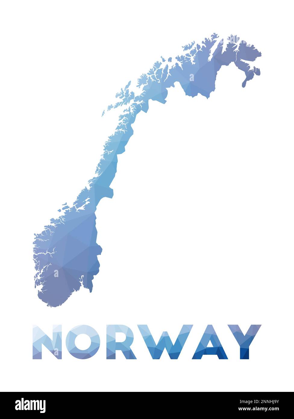Low poly map of Norway. Geometric illustration of the country. Norway polygonal map. Technology ...