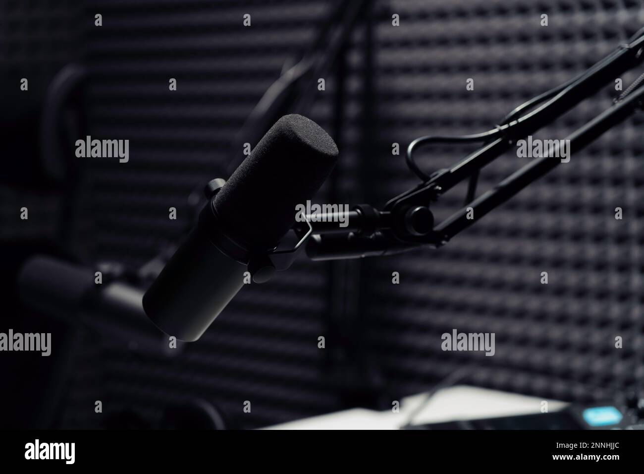 Stand with microphone in recording studio Stock Photo - Alamy